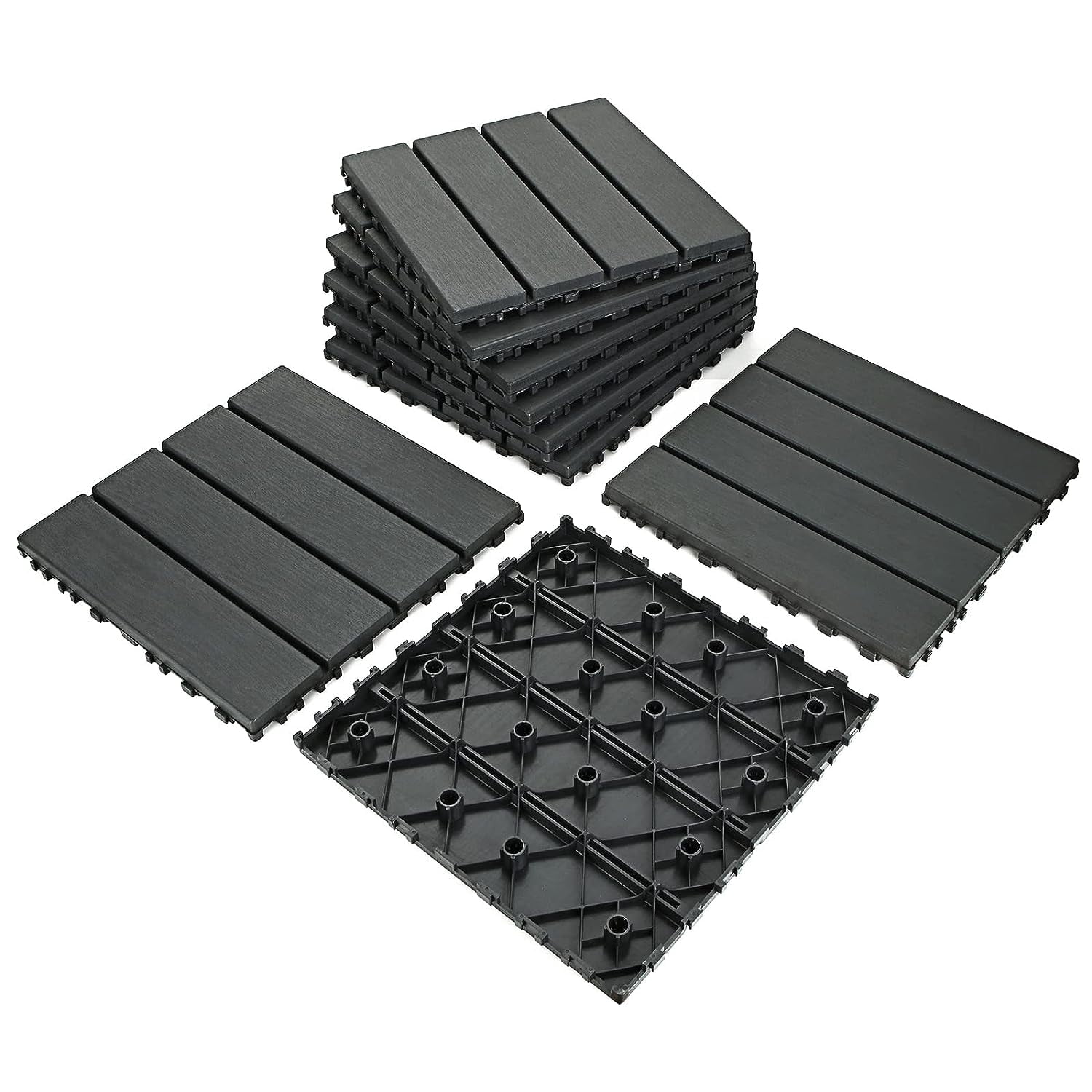 Outdoor Tiles For Patio Goovilla Plastic Interlocking Deck Tiles, 9 ...