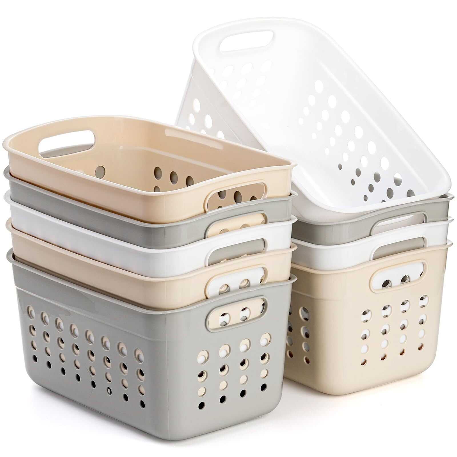 9 Pack Plastic Storage Basket, Small Pantry Organizer Basket Bins ...