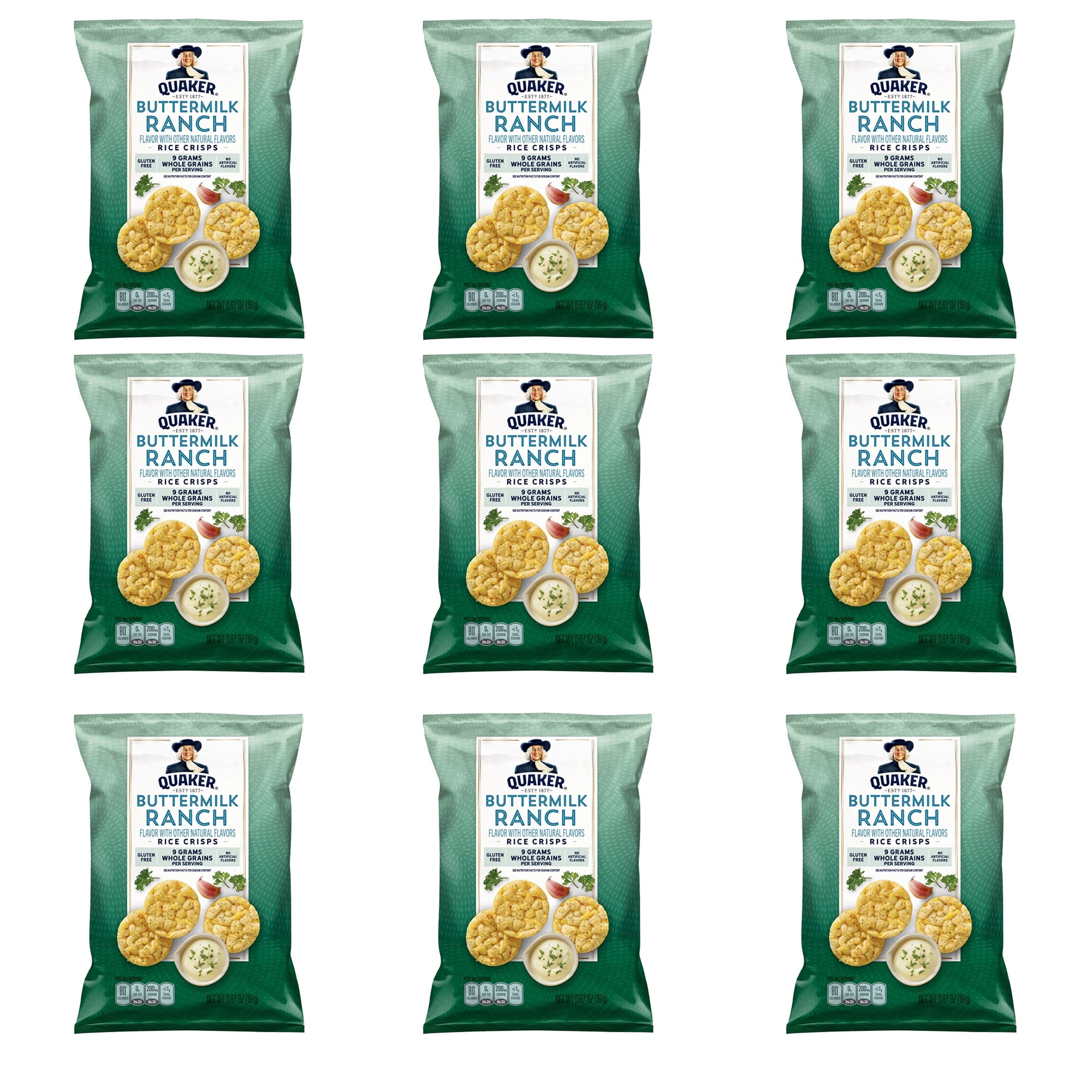 9 Pack Quaker Rice Buttermilk Ranch Crisps, Gluten Free, 0.67 Ounces ...