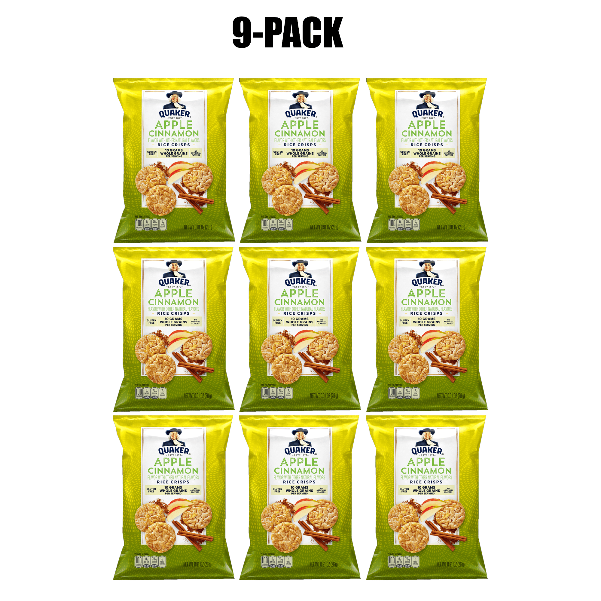 9 Pack Quaker Rice Crisps with Apple Cinnamon Flavour, Gluten Free ...