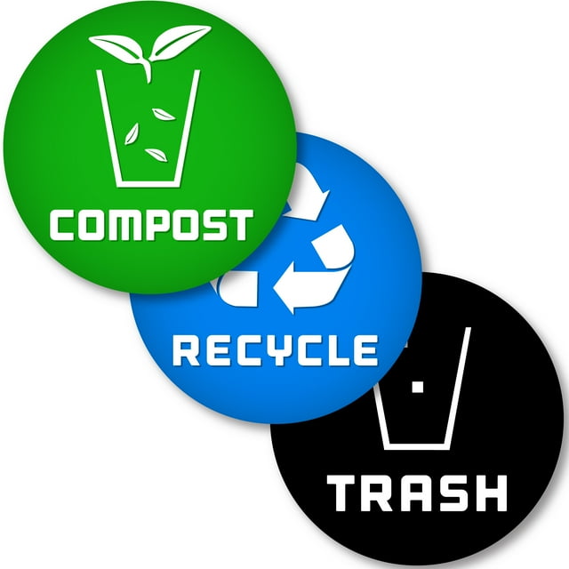 9 Pack Recycle Logo Compost and Trash can Sticker to Organize Your ...