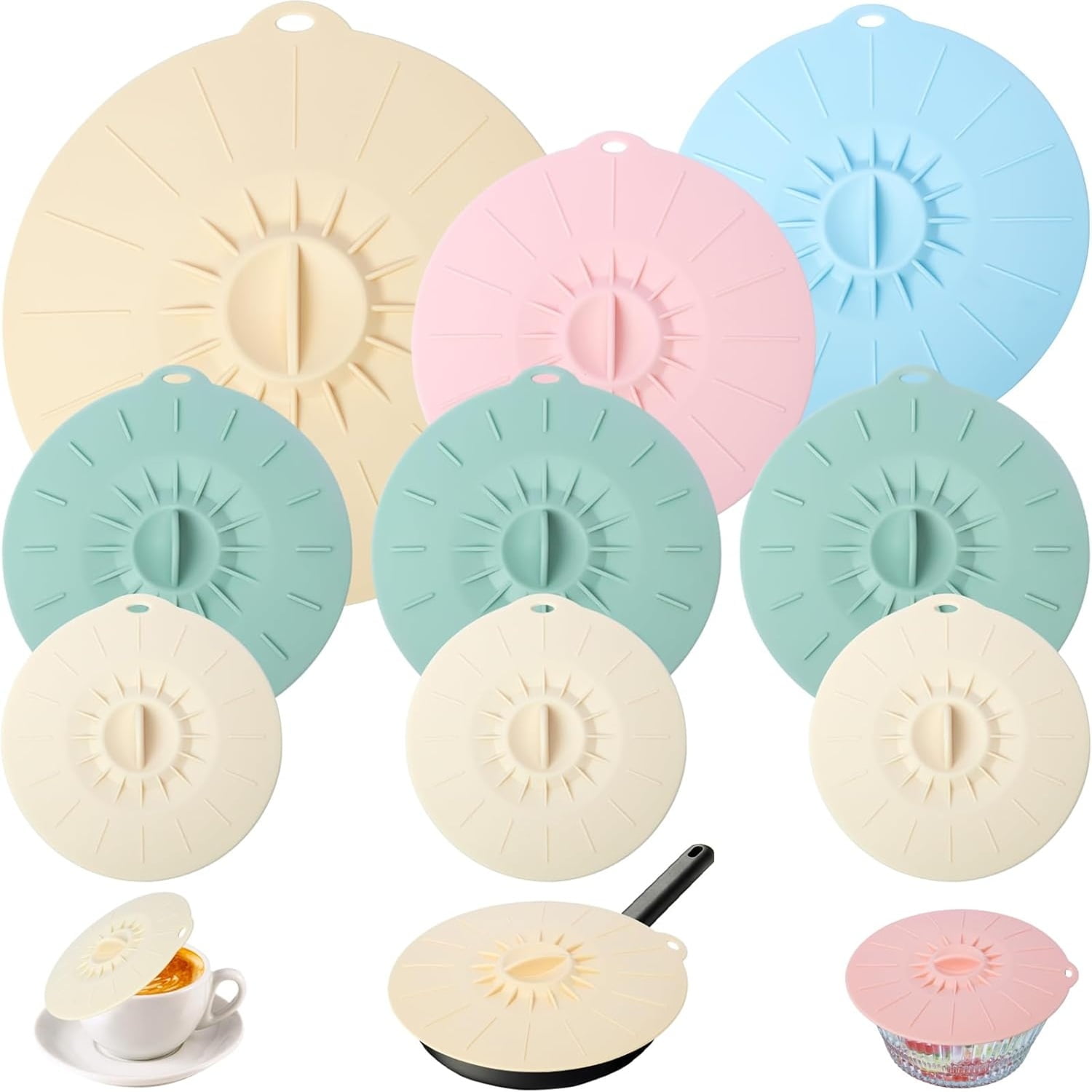 9 Pack Reusable 5 Sizes Silicone Lids, Microwave Splatter Covers - Heat ...
