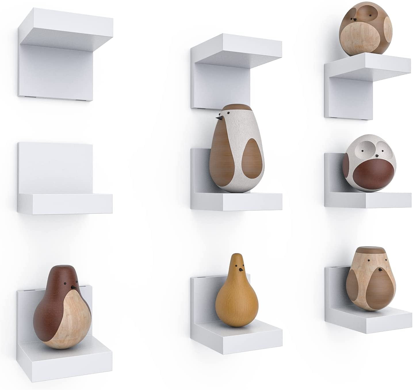 9-Pack Small Floating Shelves for Wall by RicherHouse, Plastic Display ...