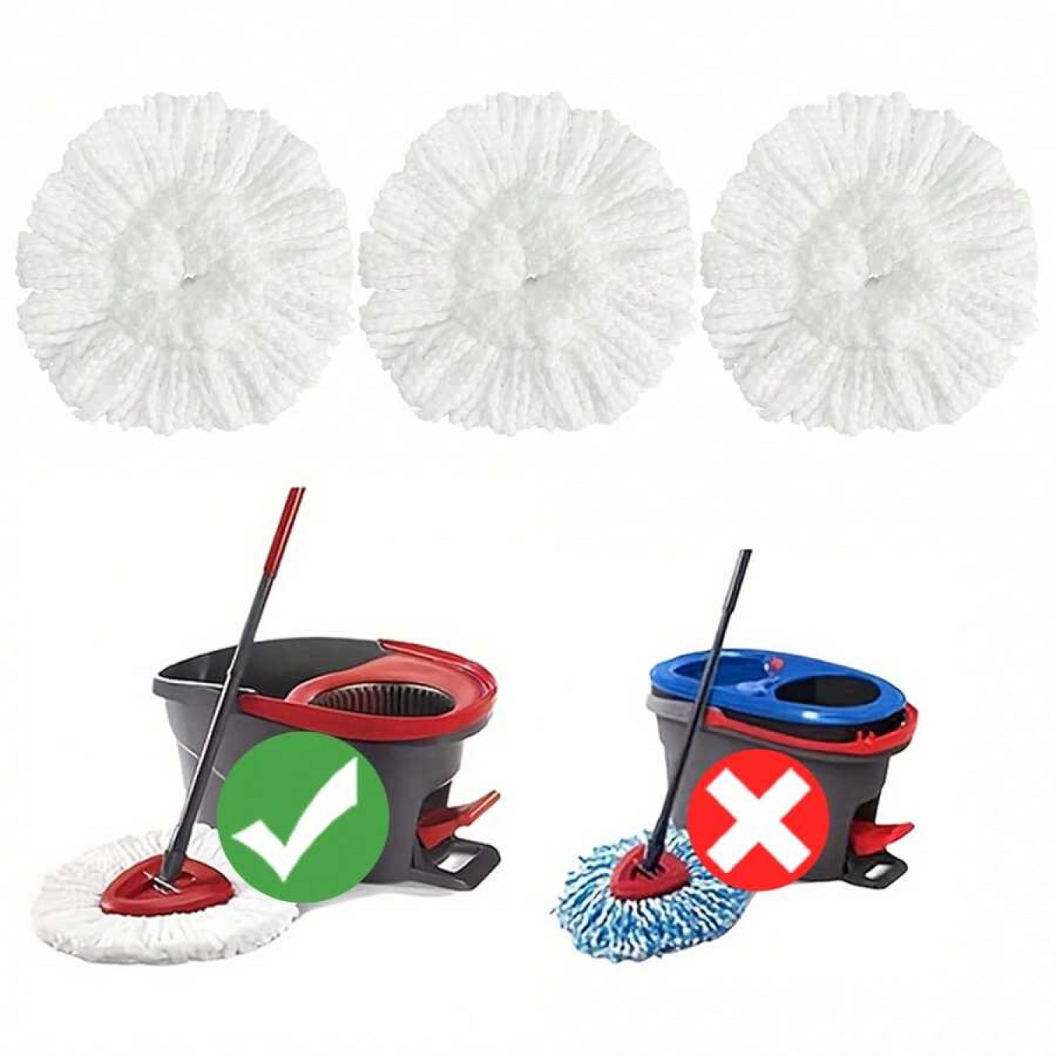 9 Pack Spin Mop Replacement Head Mop Refill Compatible With Triangle ...
