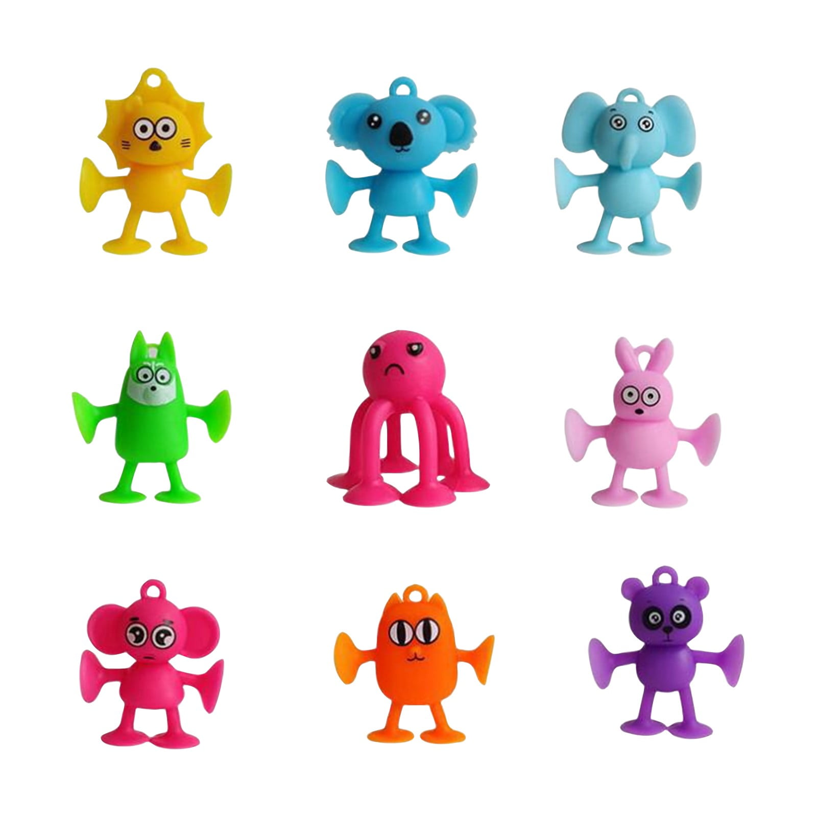 9 Pack Suction Cup Bath Animal Toys, Colorful Sticky Sensory Fidget ...