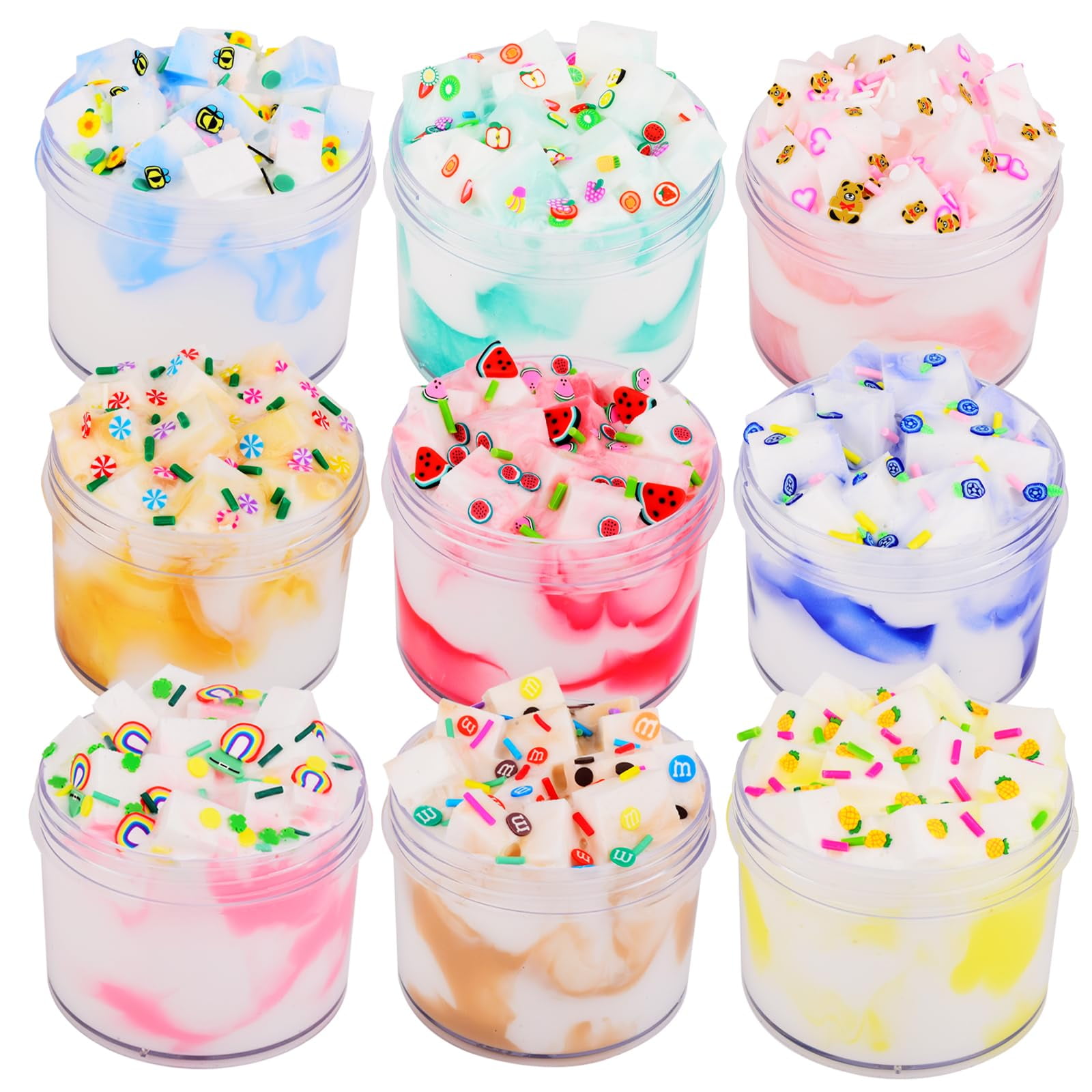 9 Pack Two-Color Cream Jelly Upgrade Eco-Friendly Slime Kit,Soft,Non ...