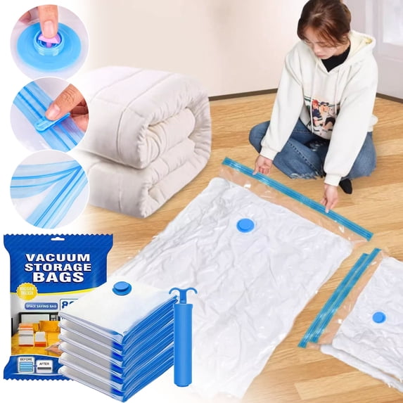 9 Pack Vacuum Compression Bag - Vacuum Storage Bags for Clothes with ...