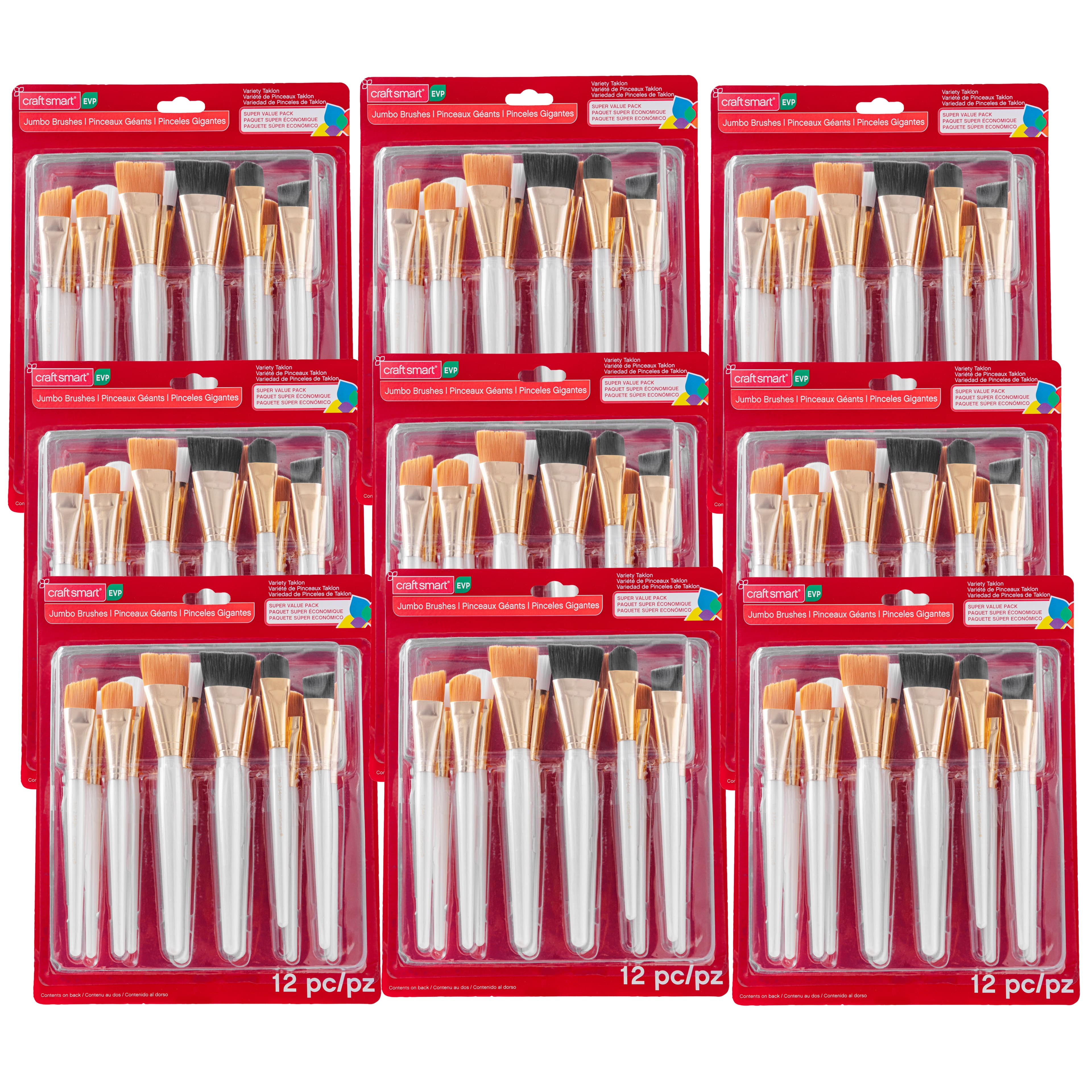 9 Pack: Variety Taklon Jumbo Brushes by Craft Smart® - Walmart.com