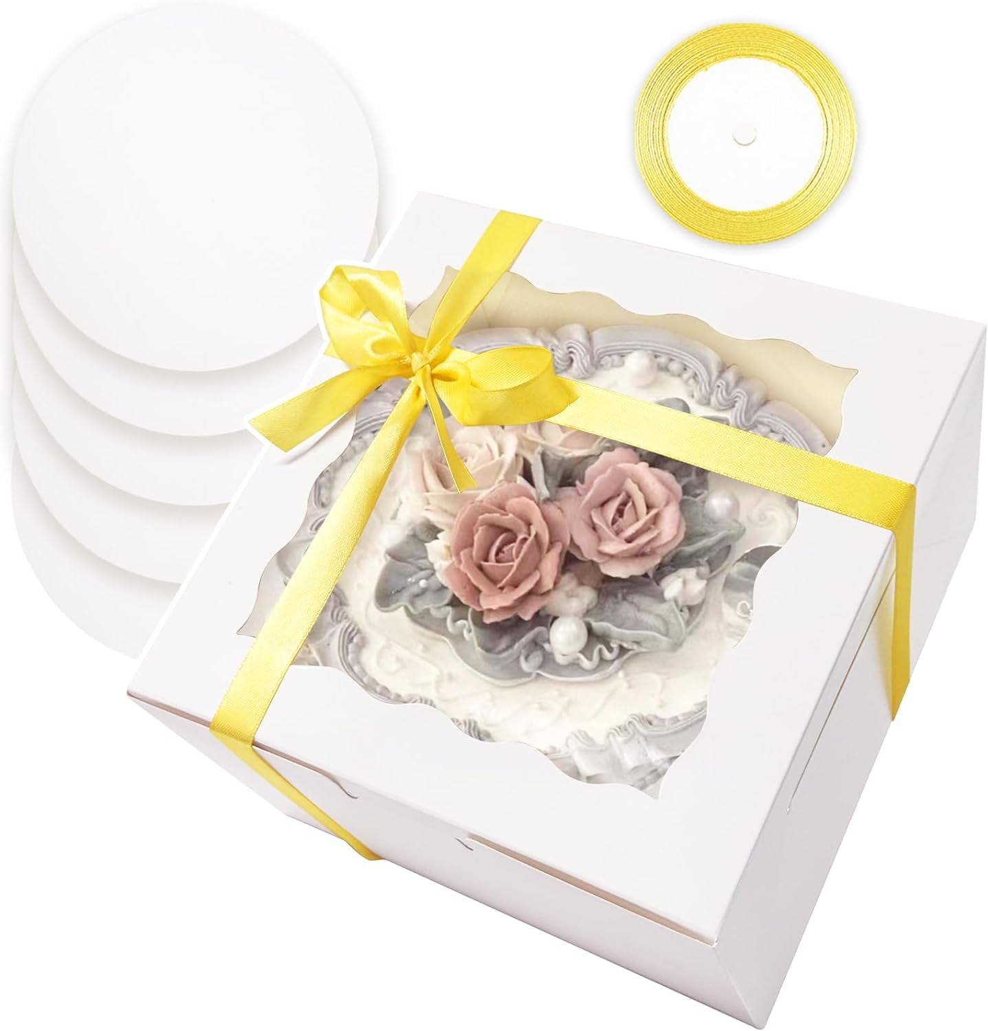 9-Pack White Bakery Boxes with Windows: Ideal for Weddings, Birthdays ...