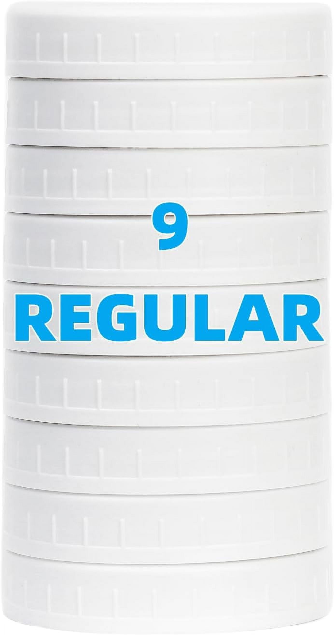 9 Pack White Regular Mouth Mason Jar Lids with Silicone Rings, Plastic ...