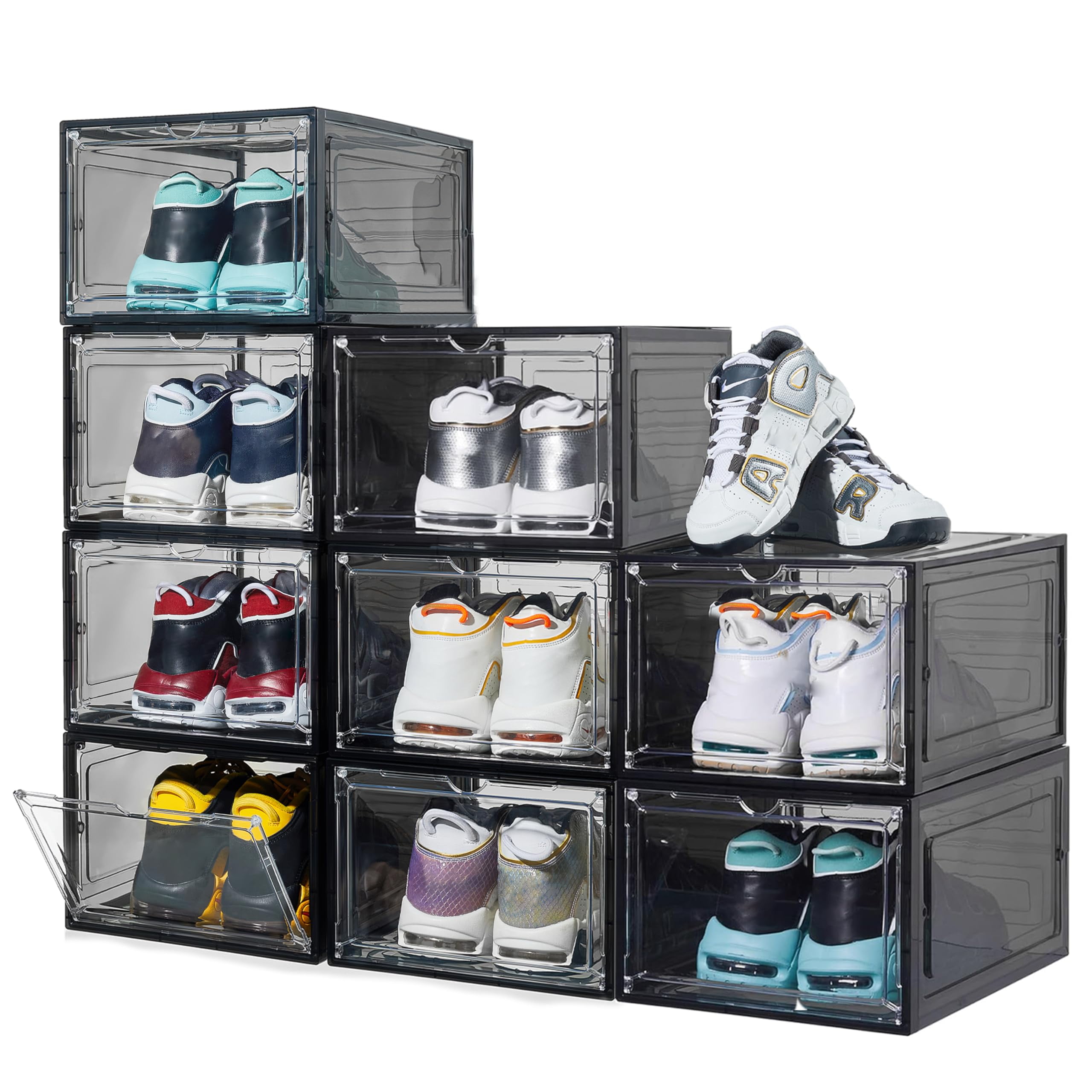 9 Pack X-Large Shoe Box, Thicken&Sturdy Shoe Storage Box with Clear ...