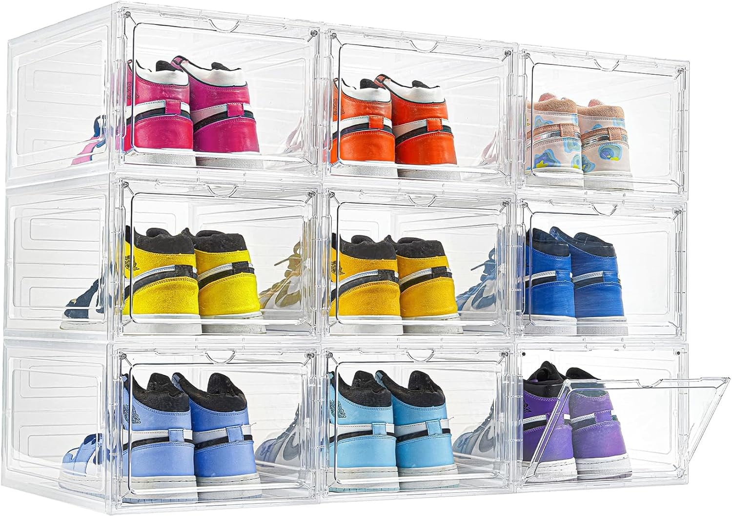 9 Pack X-Large Shoe Storage Box, Thicken & Sturdy with Clear Magnetic ...