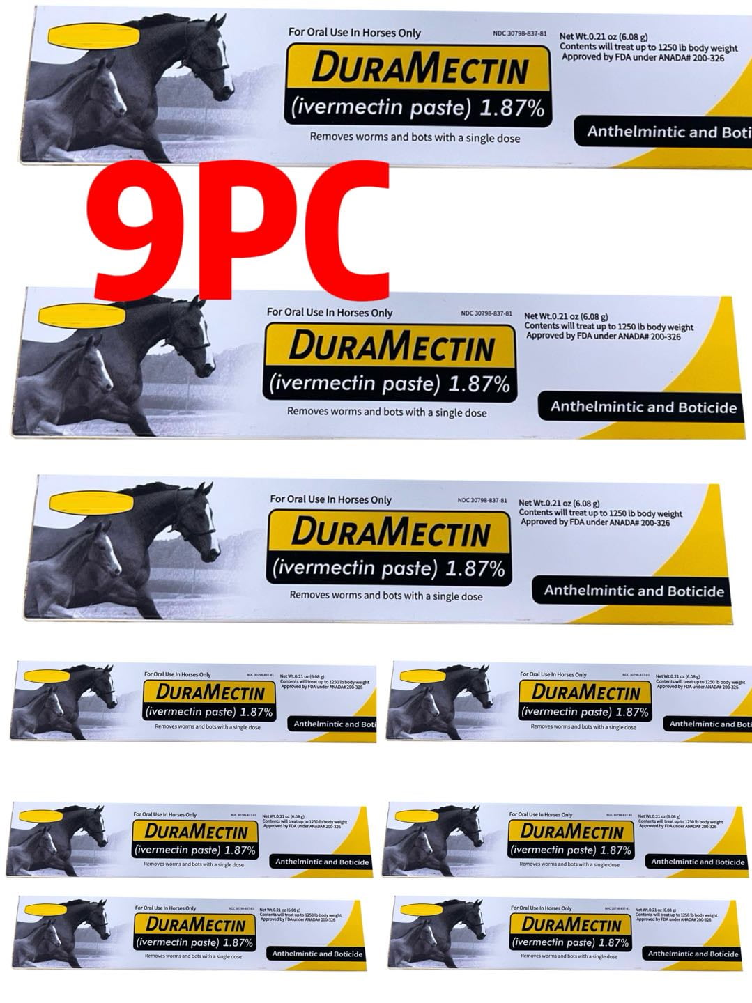 9 Pack pyrantel pamoate apple Flavored Horse Dewormer mature infections ...