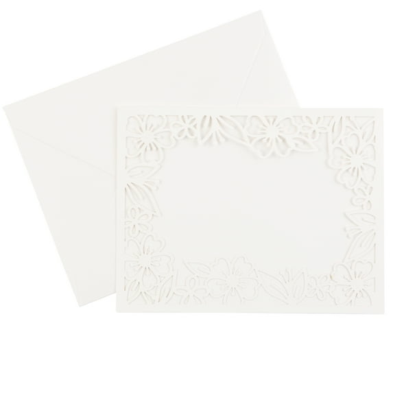 9 Packs: 10 ct. (90 total) 4.25" x 5.5" Floral Border Cards & Envelopes ...