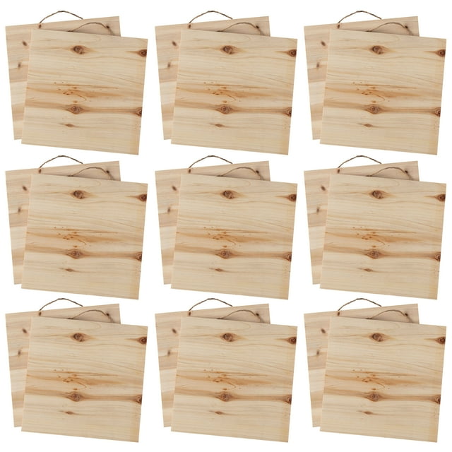 9 Packs: 2 ct. (18 total) 10" x 10" Natural Wood Square Plaques by Make ...