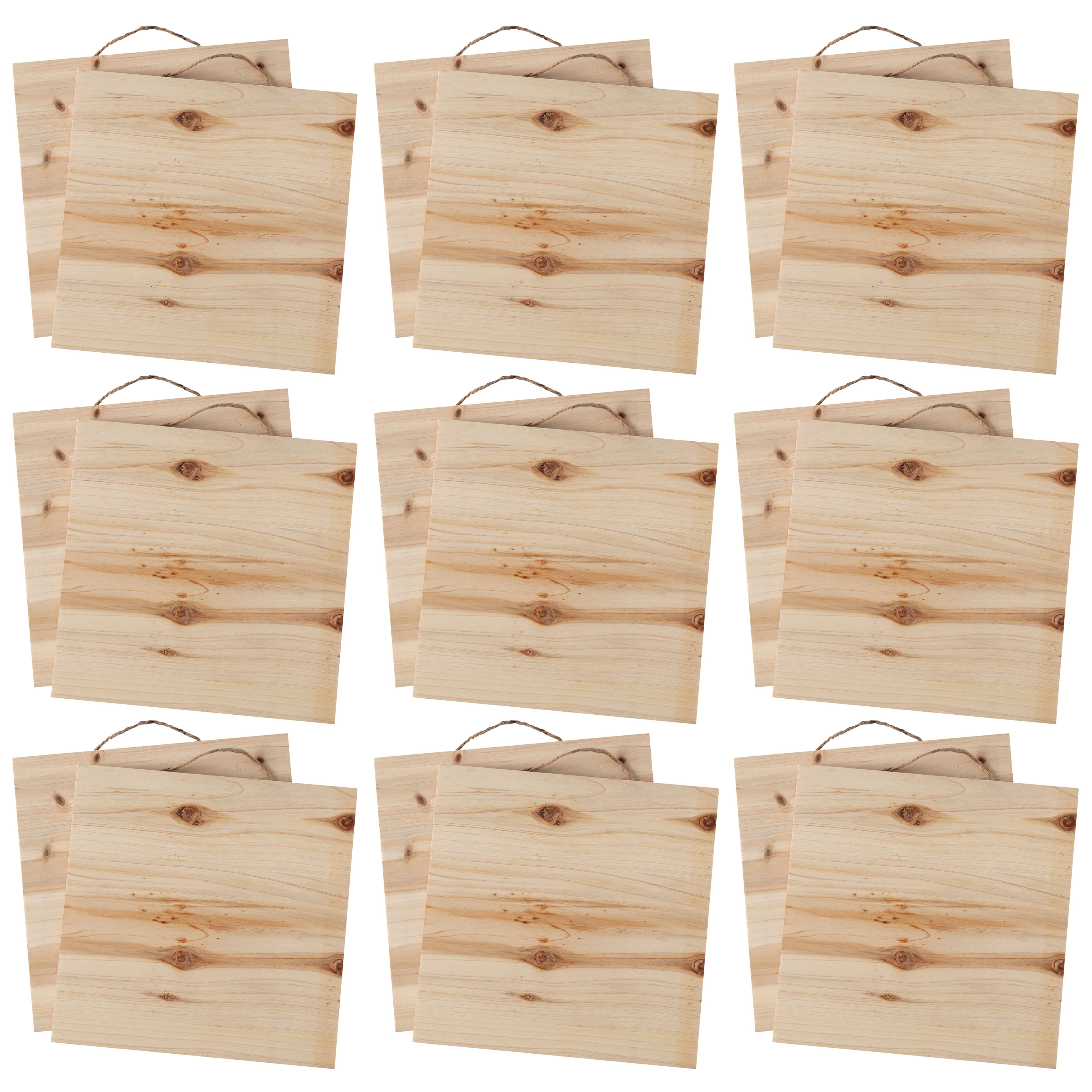 9 Packs: 2 ct. (18 total) 10" x 10" Natural Wood Square Plaques by Make ...