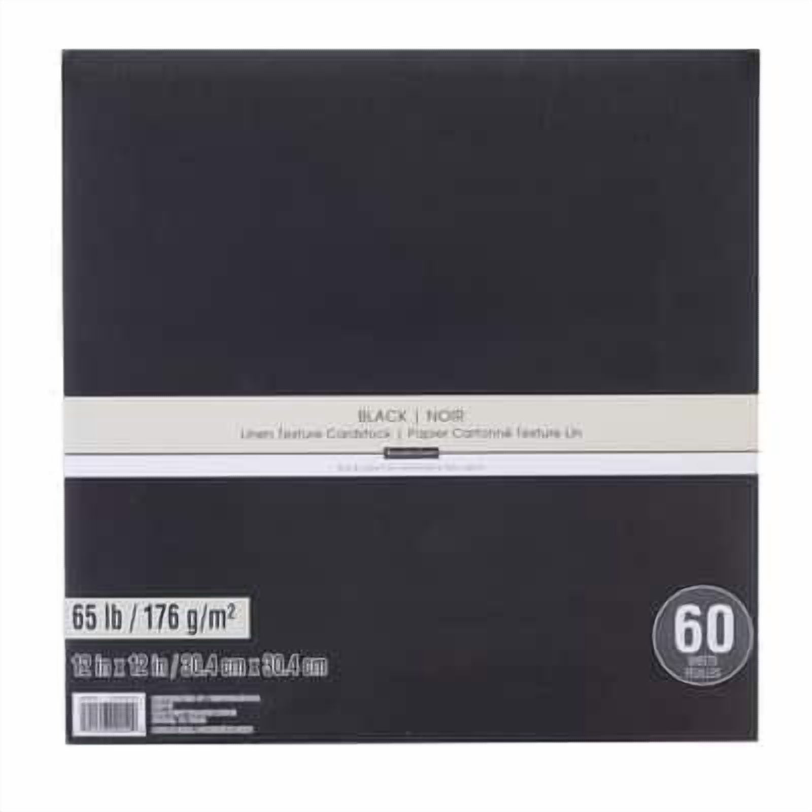 Recollections Black 12" x 12" Linen Texture Cardstock, 9 Packs: 60 ct ...