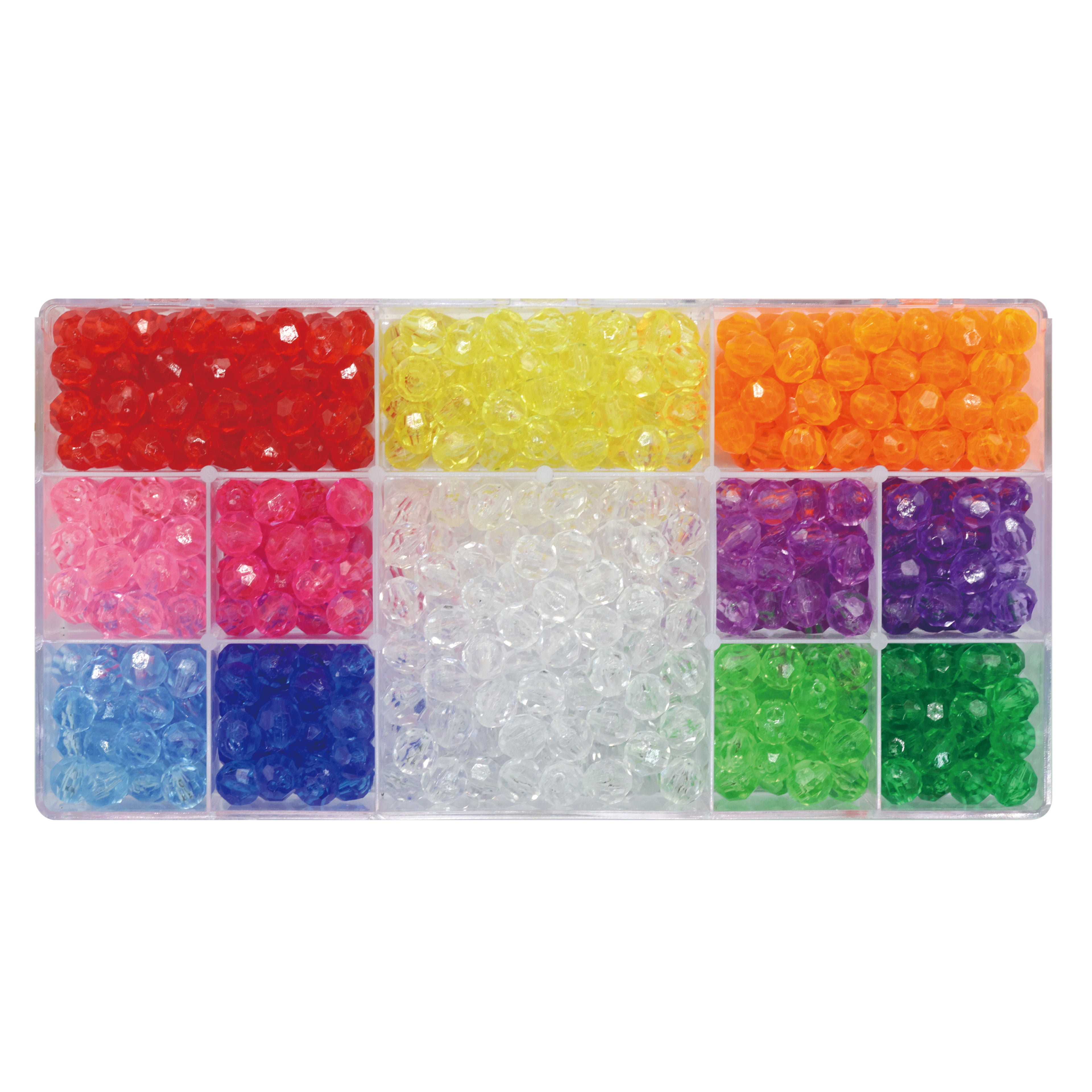 9 Packs: 610 ct. (5,490 total) Multicolor Faceted Plastic Beads by ...