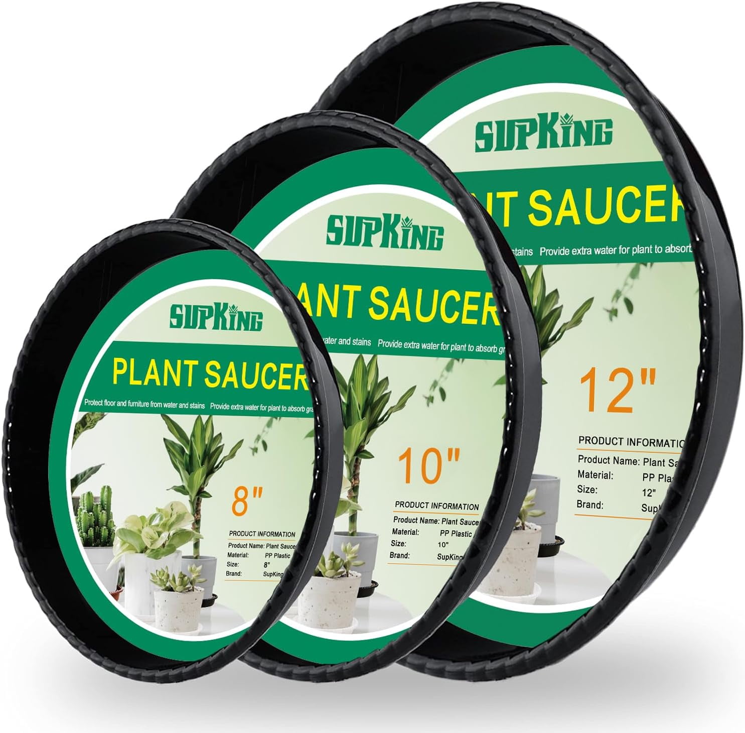9 Packs Black Plant Saucers (6 inch /8 inch /10 inch) inch Plastic ...