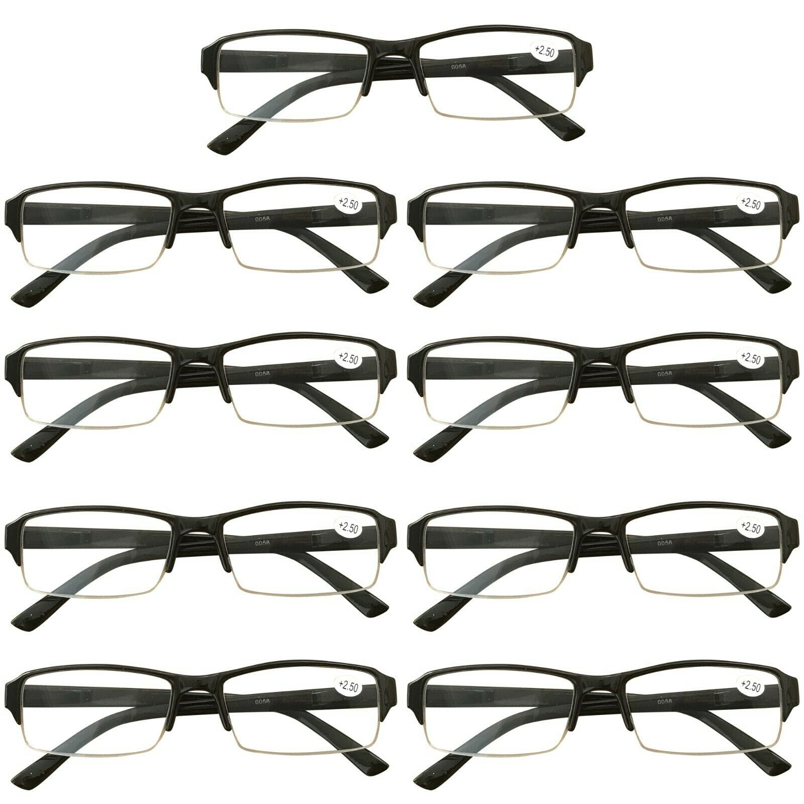 9 Packs Mens Womens Rectangle Half Frame Blue Light Blocking Reading ...
