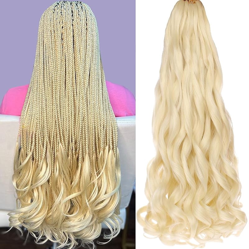 9 Packs Ombre Blonde French Curly Braiding Hair 22 Inch Loose Wavy ...