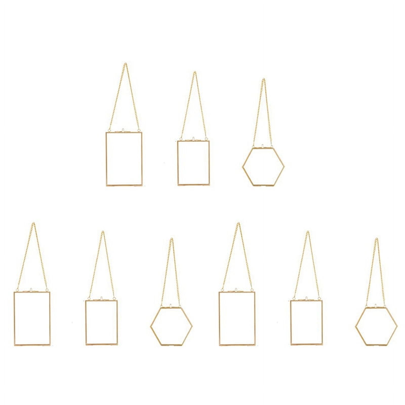 9 Packs Pressed Flowers Glass Frames- Golden Hanging Picture Frames ...