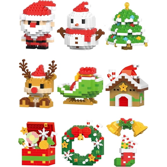9 Packs Santa Claus Design Building Blocks Set, Christmas Element ...