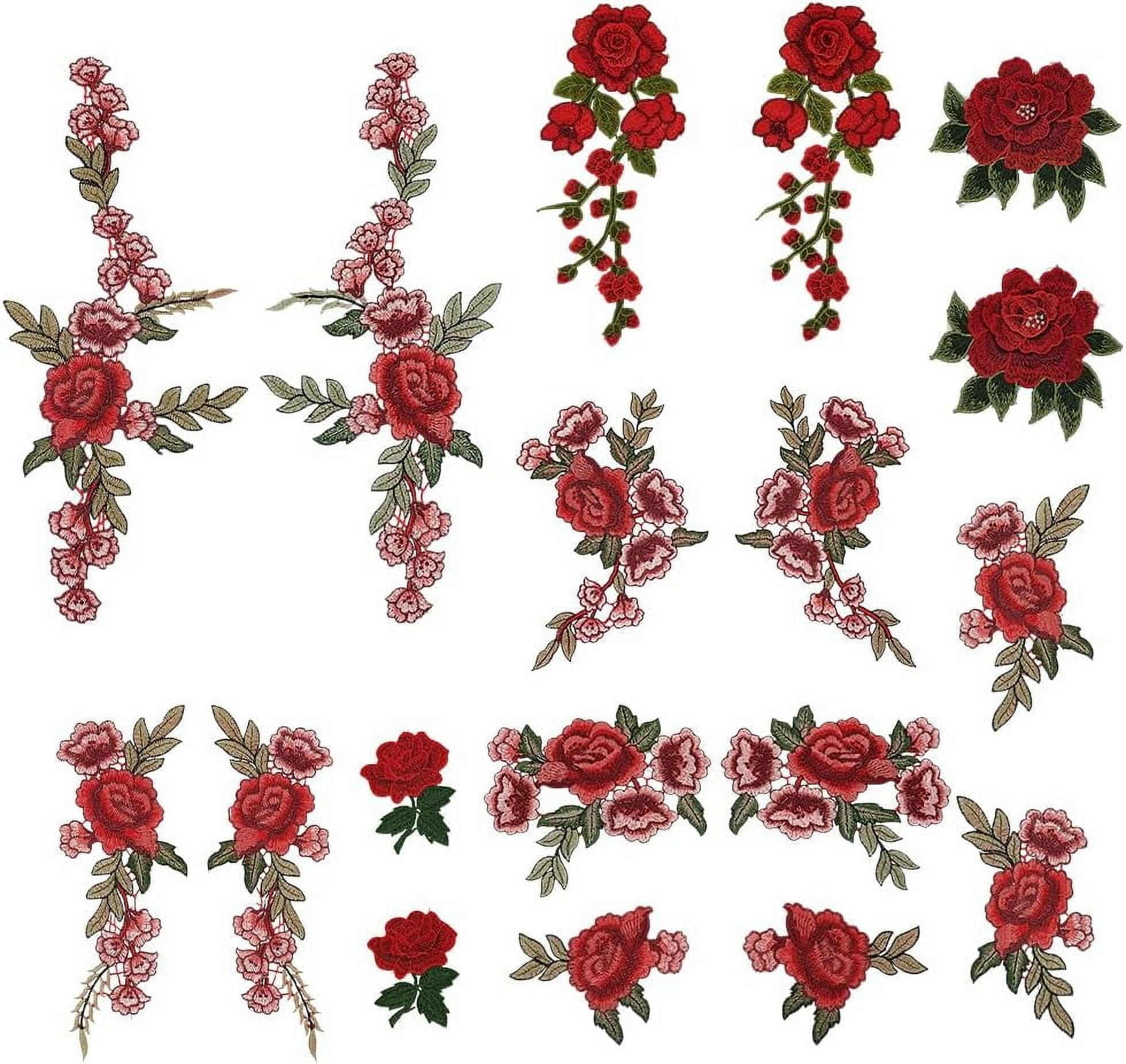 9 Pair Rose Embroidered Flower Applique Sew On Embroidered Flower ...