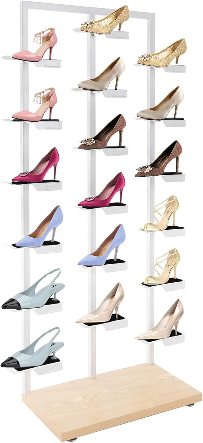 9-Pair Shoe Display Shelf, Free Standing Commercial Shoe Display Rack ...