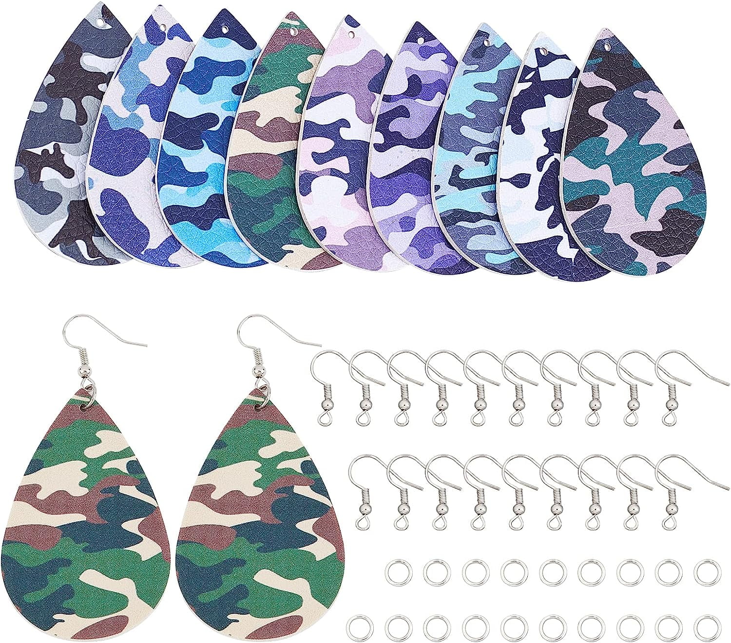 9 Pairs 9 Colors Imitation Leather DIY Dangle Earring Making Kits ...