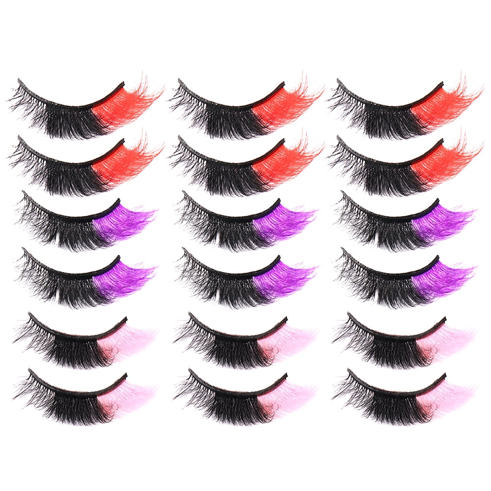 9 Pairs Colored Lashes Fluffy Eyelashes Faux Colored Cosplay Lashes ...
