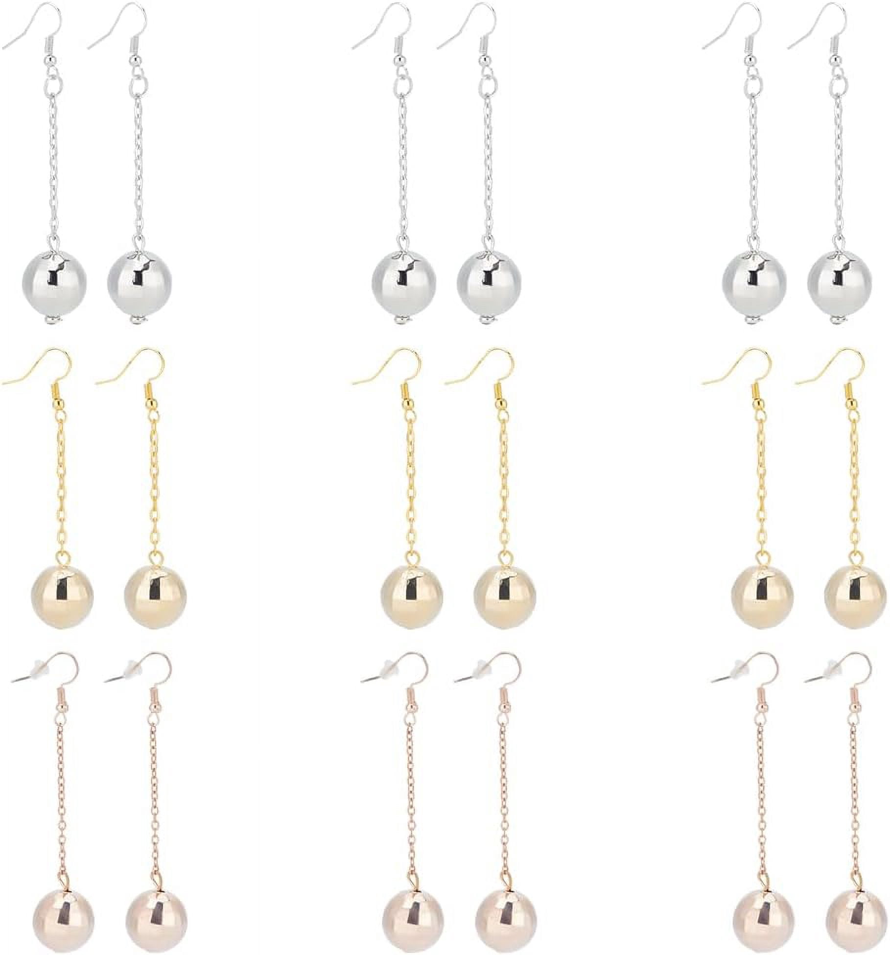 9 Pairs Disco Earrings for Women 70s Disco Ball Jewlry Sliver Dangle ...