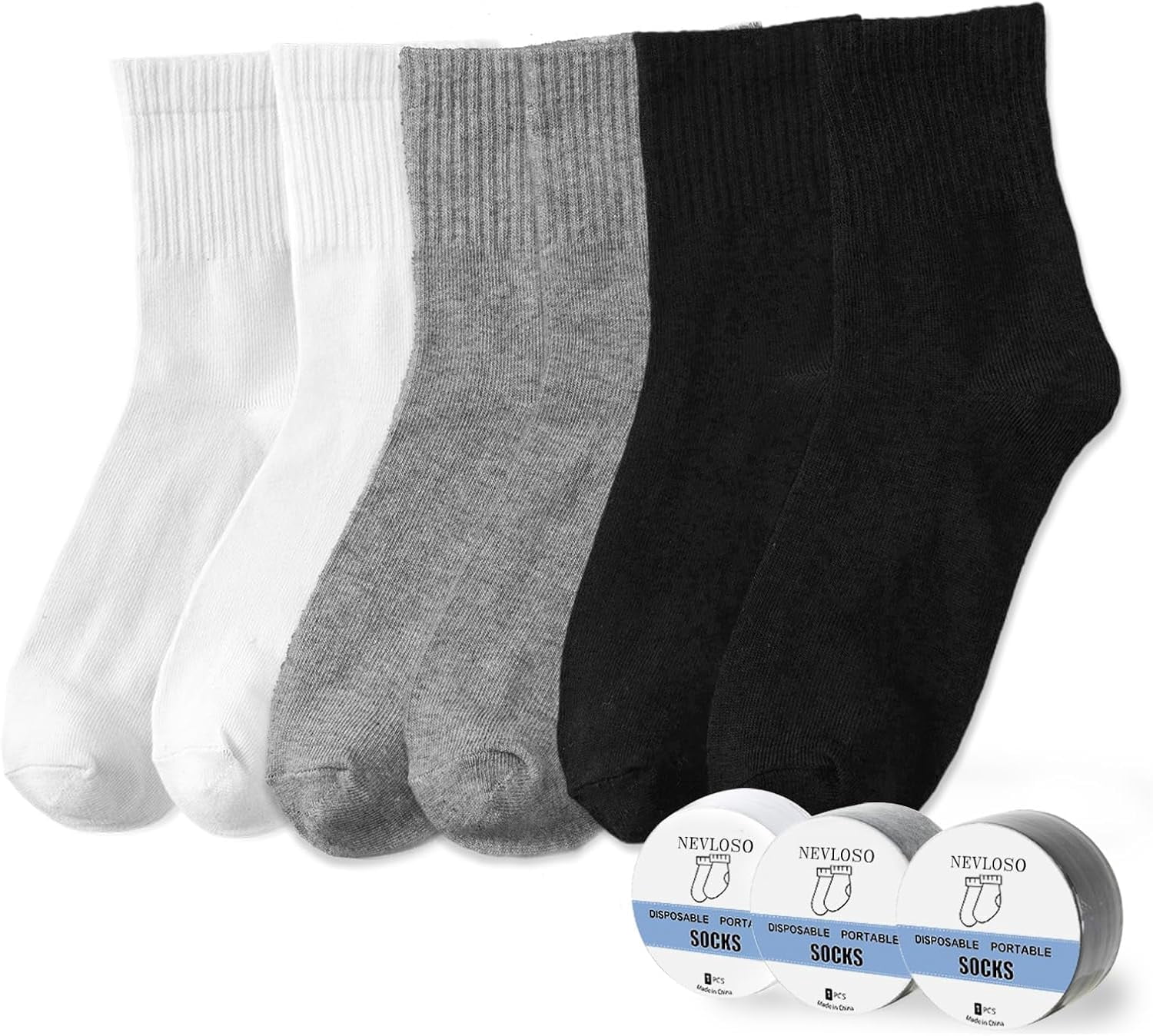 9 Pairs Disposable Socks for Travel, Single-use Compressed Ankle Socks ...