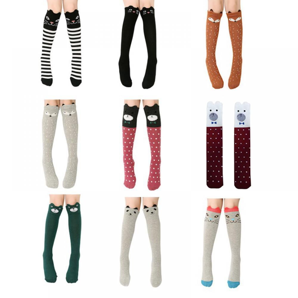 9 Pairs Girls Knee High Socks Gifts Cotton Mid Calf Long Boot Socks ...
