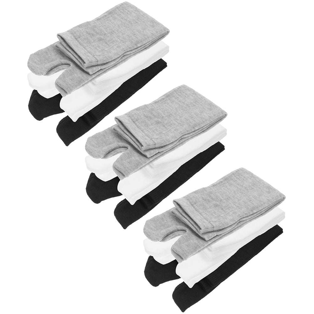 9 Pairs Mid Calf Tabi Socks Women Two-finger Split Toes Universal ...