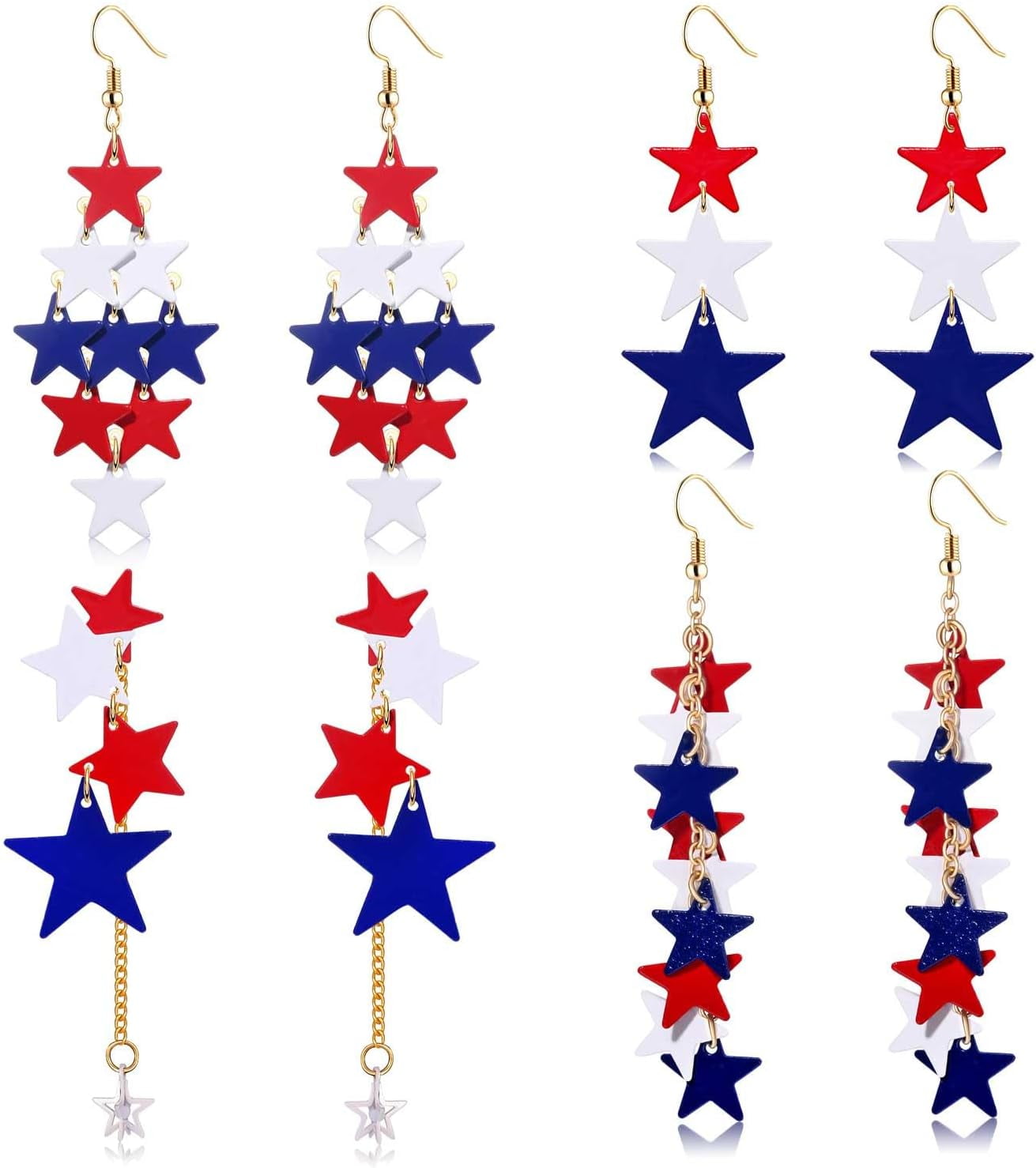 9 Pairs Patriotic Earrings 4Th Of July Earrings For Women Acrylic ...