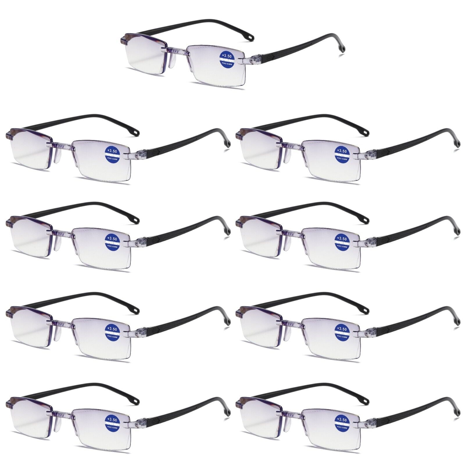 B and Q Blue Light Blocking Rimless Reading Glasses, 9 Pairs Diamond ...