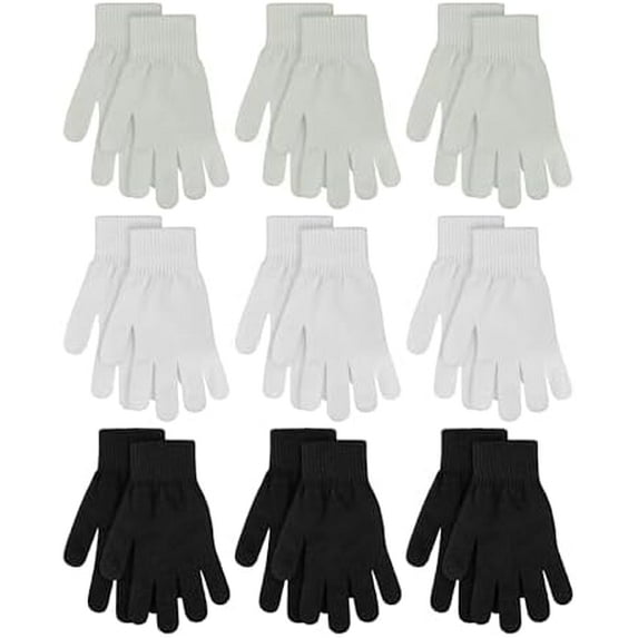 9 Pairs Winter Magic Gloves Adult Full Fingers Gloves Warm Stretchy ...