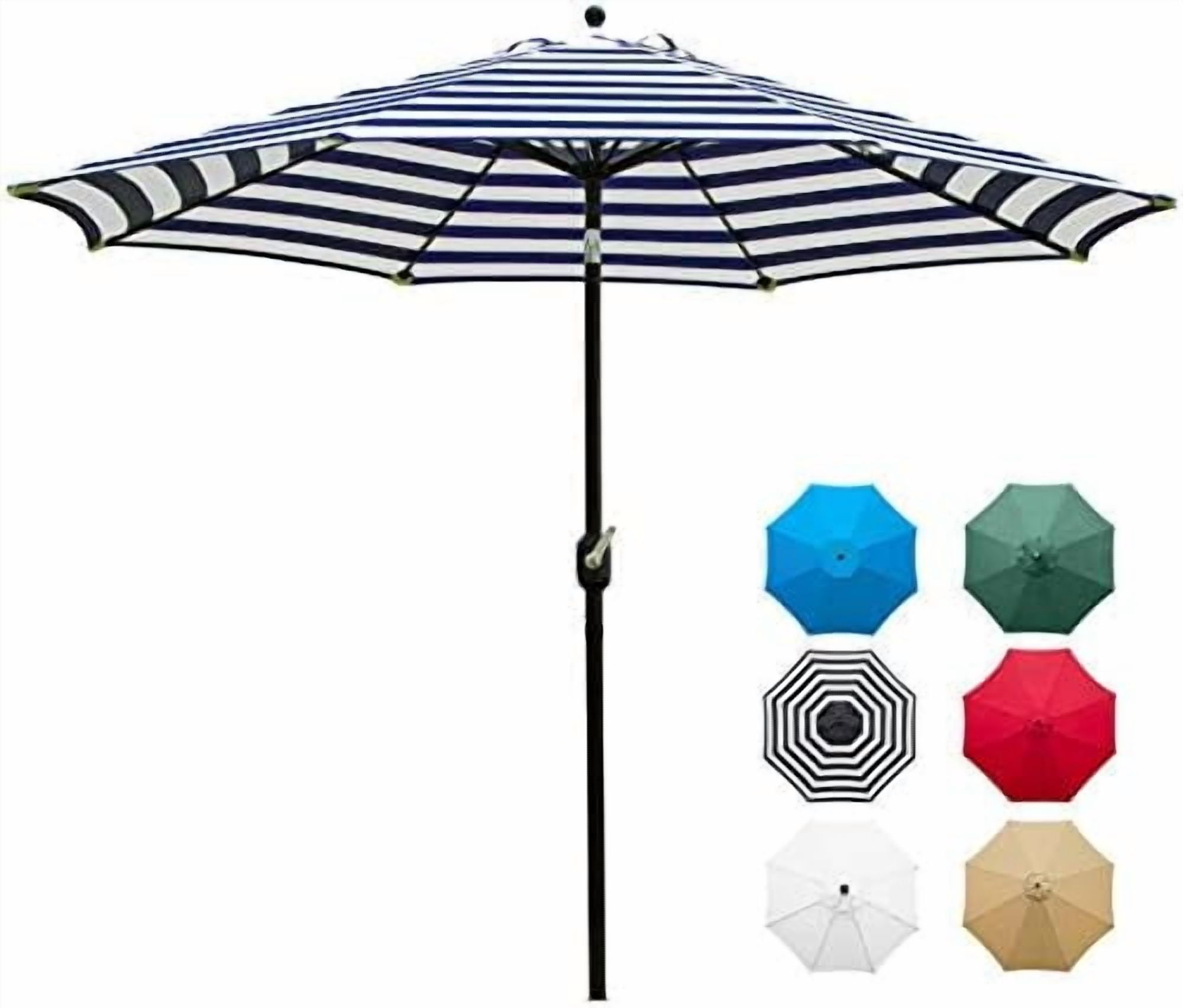 9' Patio Umbrella Outdoor Table Umbrella with 8 Sturdy Ribs (Blue and ...