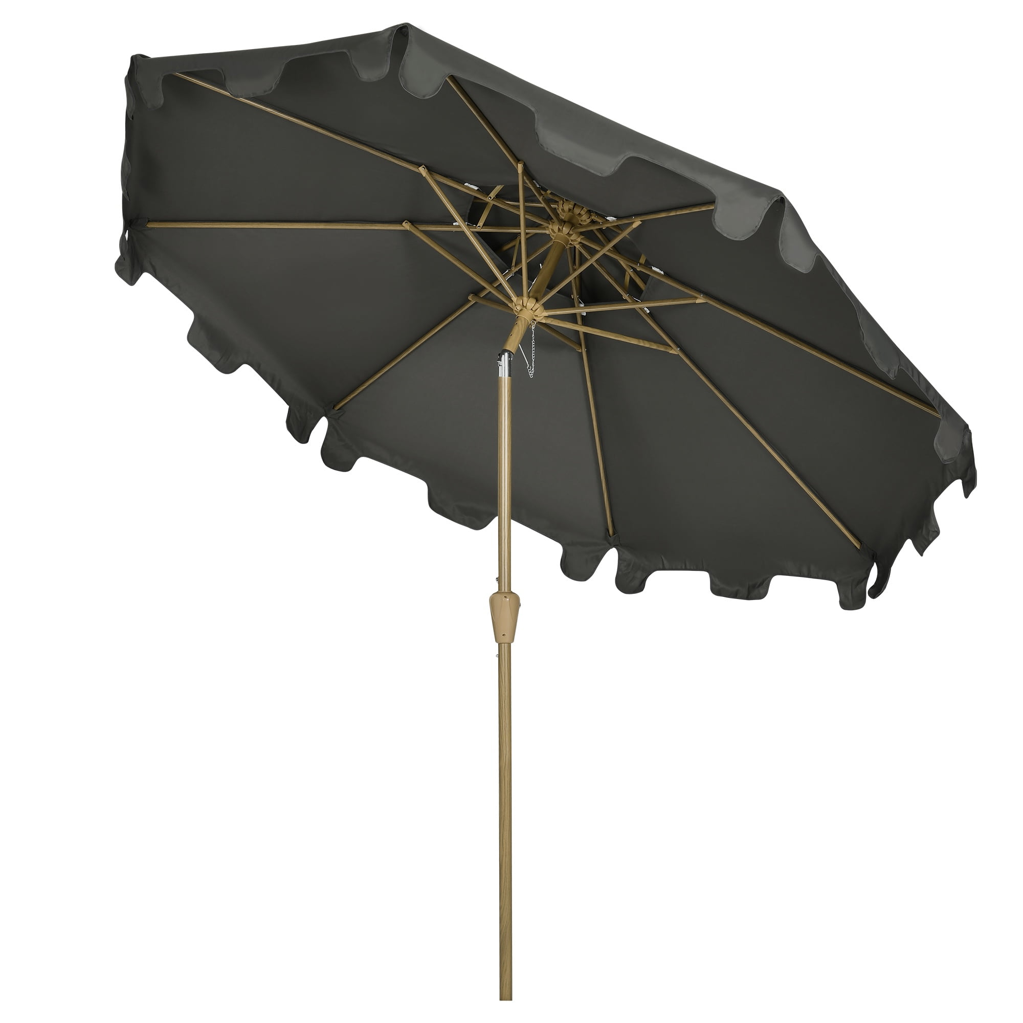 9' Patio Umbrella with Push Button Tilt and Crank, Double Top Ruffled ...
