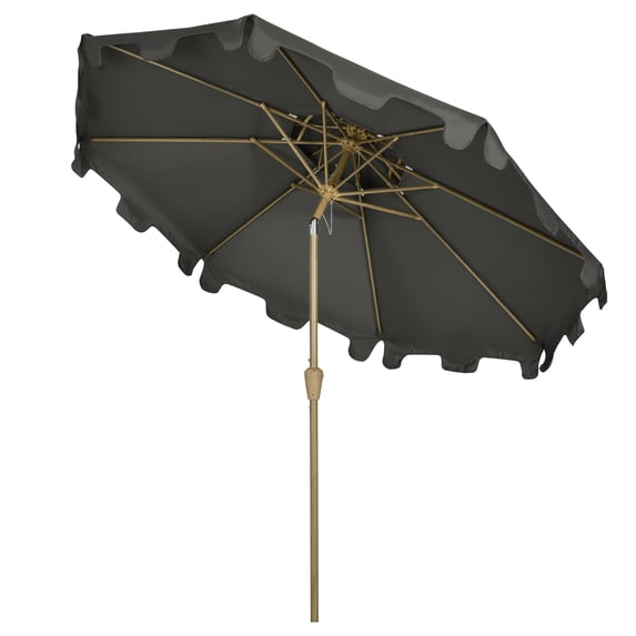 9' Patio Umbrella with Push Button Tilt and Crank, Double Top Ruffled ...