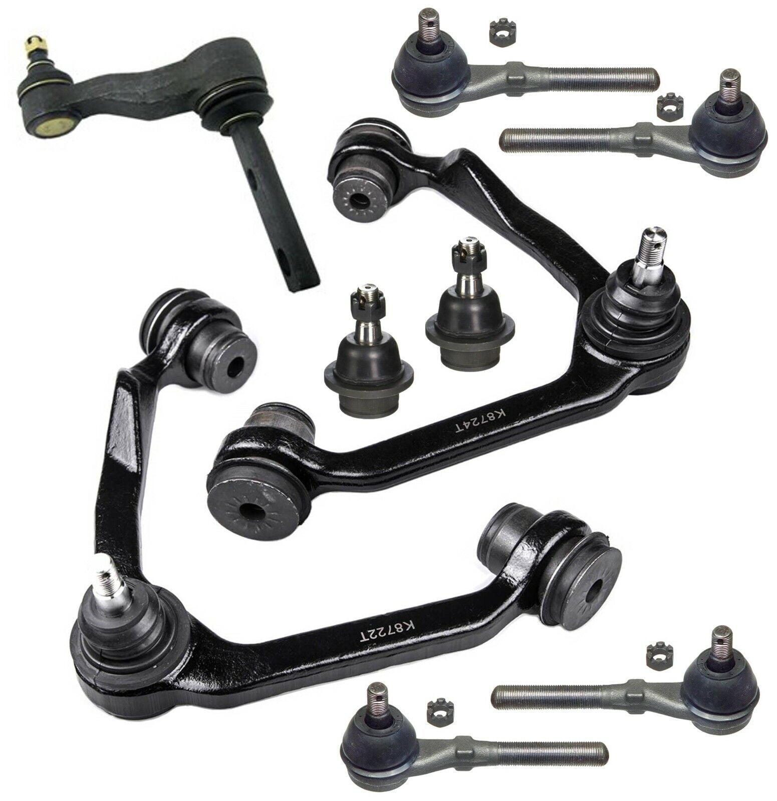 9 Pc Front Suspension Kit Tie Rod Ends Lower Ball Joints Upper Control ...