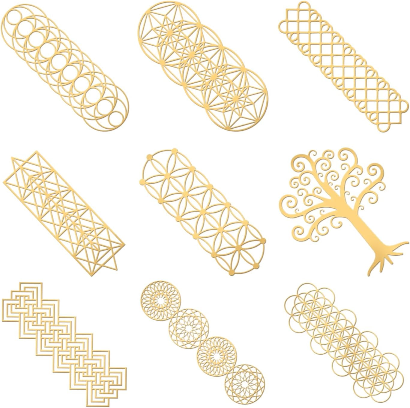 9 Pcs 1.6x1.6 Inch Sacred Geometry Stickers Flower of Life Decals ...