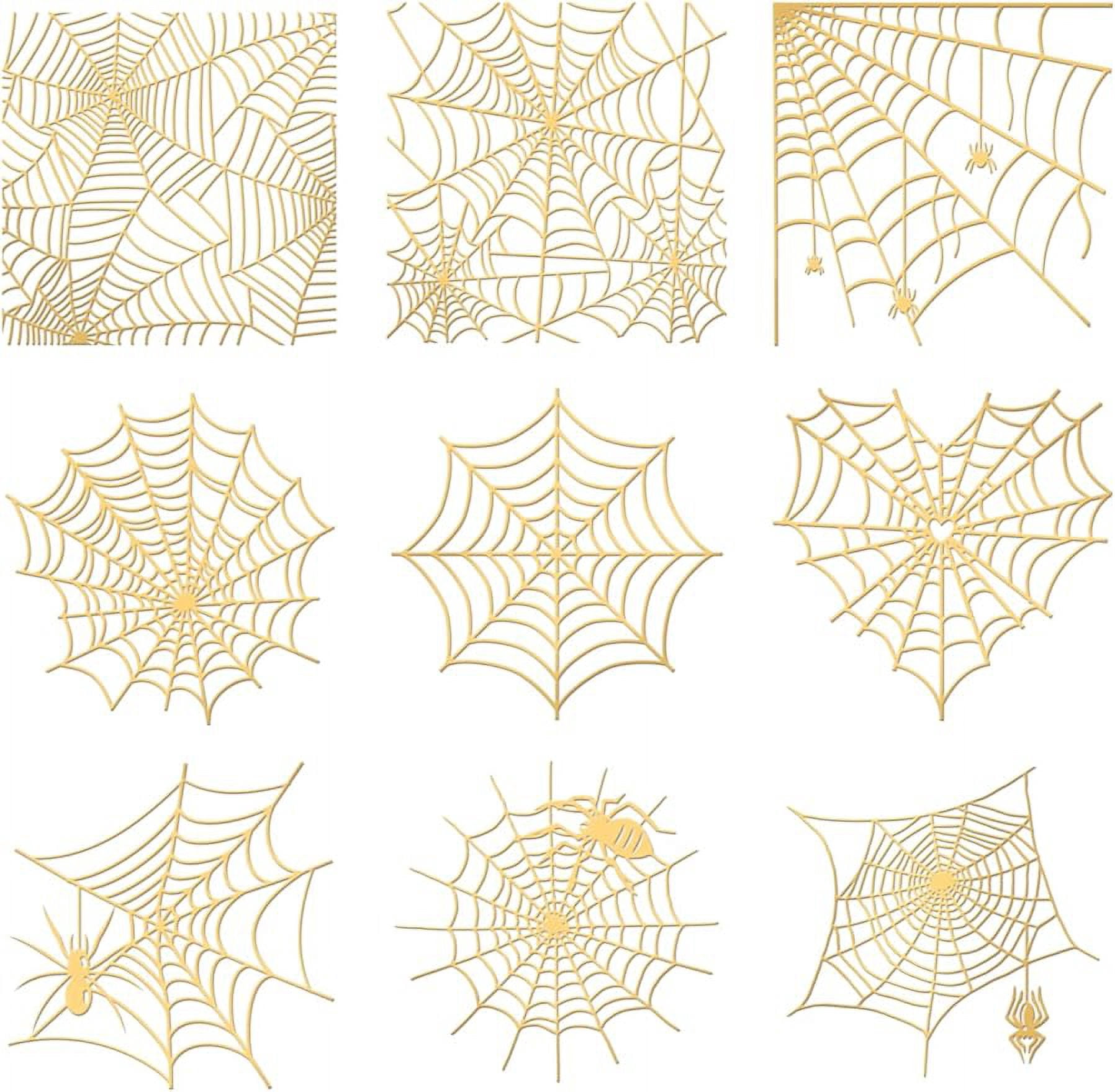 9 Pcs 1.6x1.6 Inch Spider Web Pattern Stickers Self Adhesive Golden ...