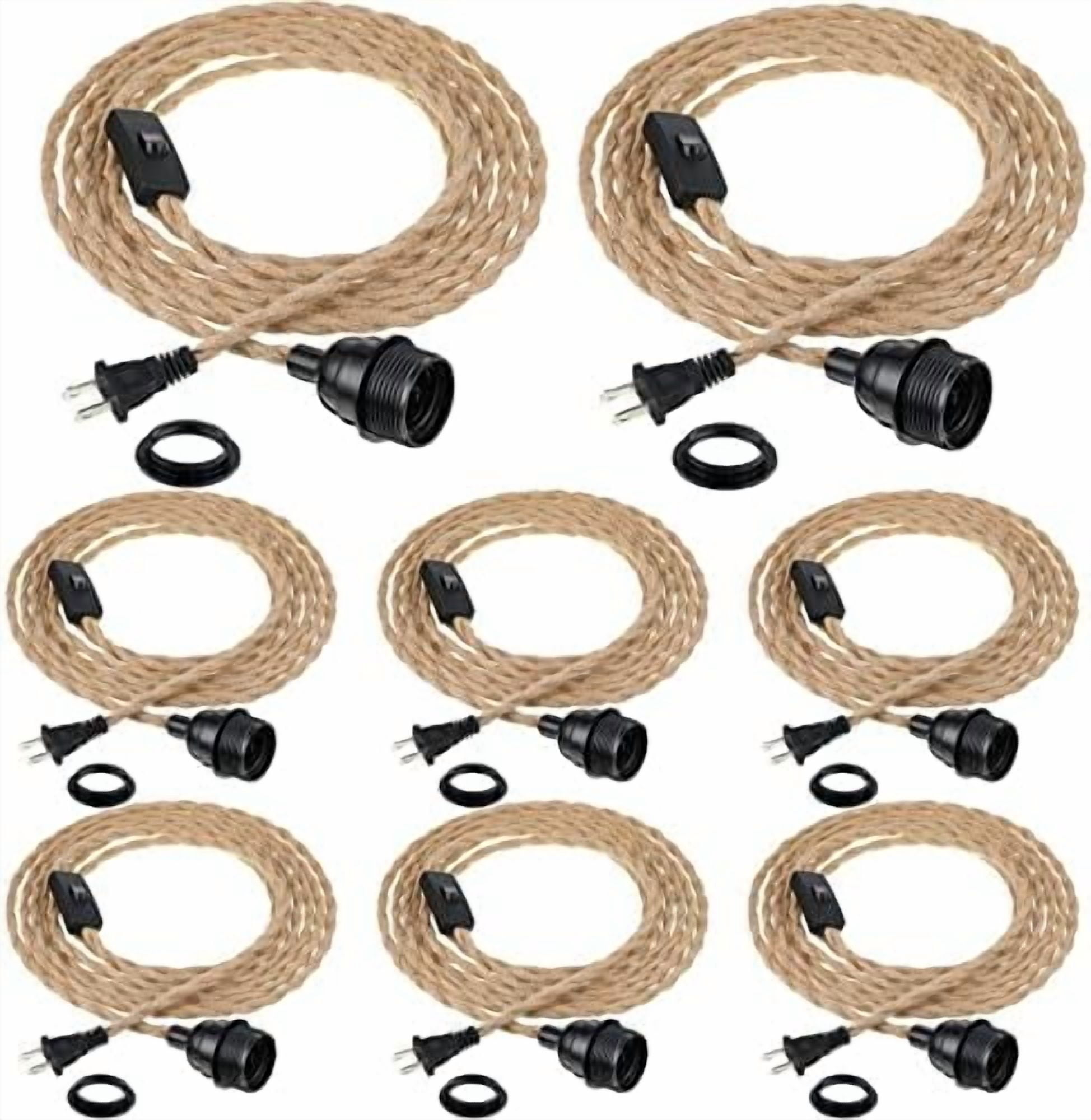 9 Pcs 15 Feet Pendant Light Cord, Plug in Pendant Light Cord Kit with ...