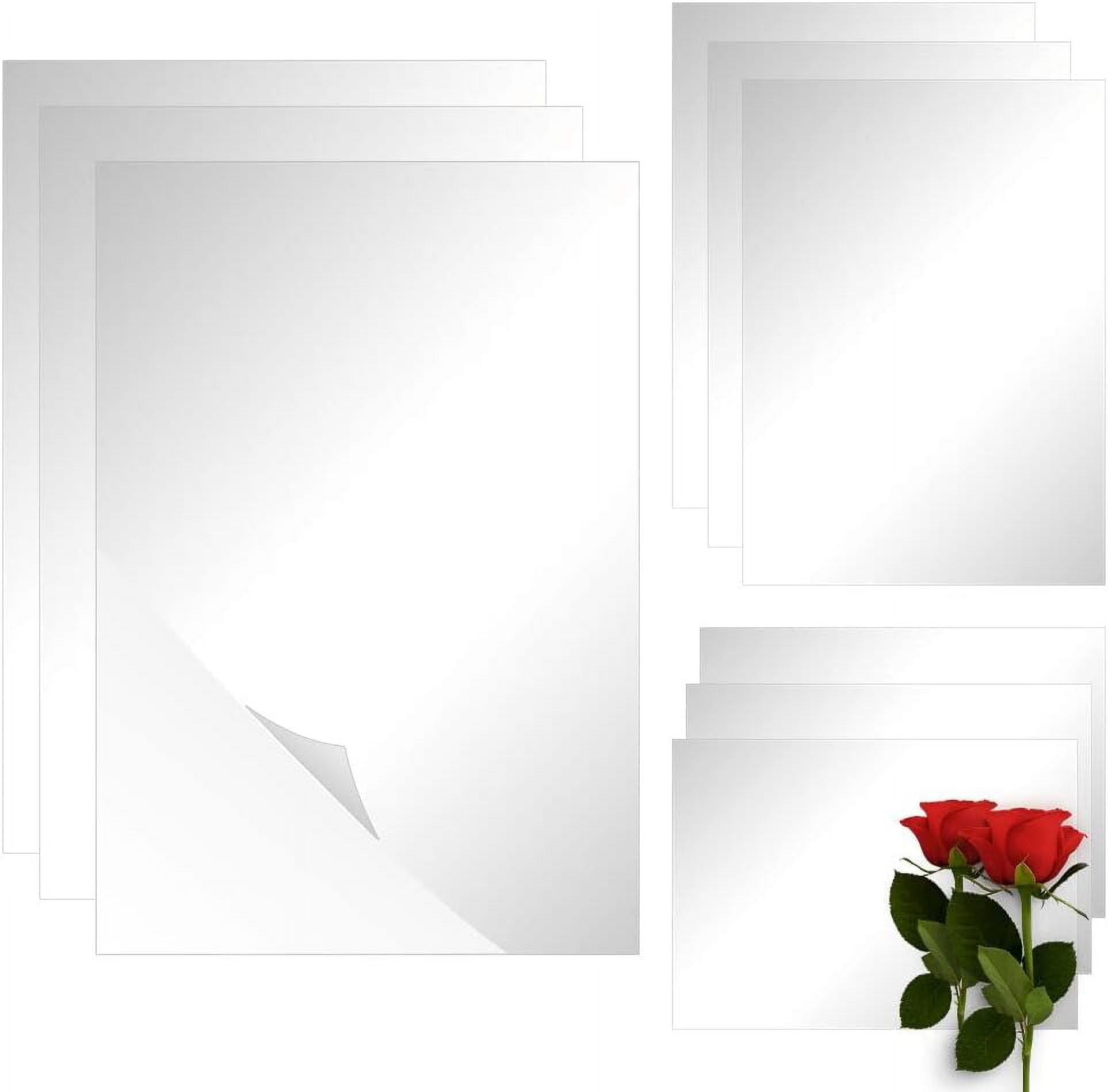 9 Pcs 3 Styles Acrylic Mirror Sheets Rectangle Adhesive Mirror Tiles ...