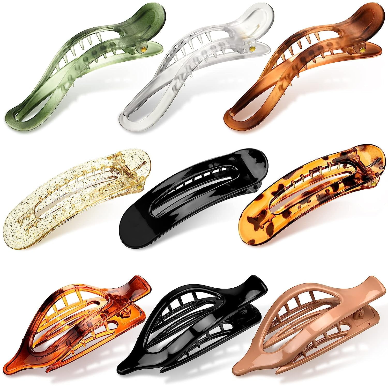 9 Pcs Alligator Hair Clips Oval French Barrette Flat Claw Clips Plastic ...