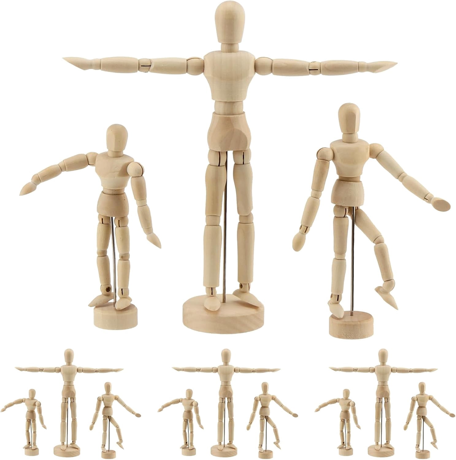 9 Pcs Artists Wooden Manikin, Wooden Moveable Drawing Mannequins ...