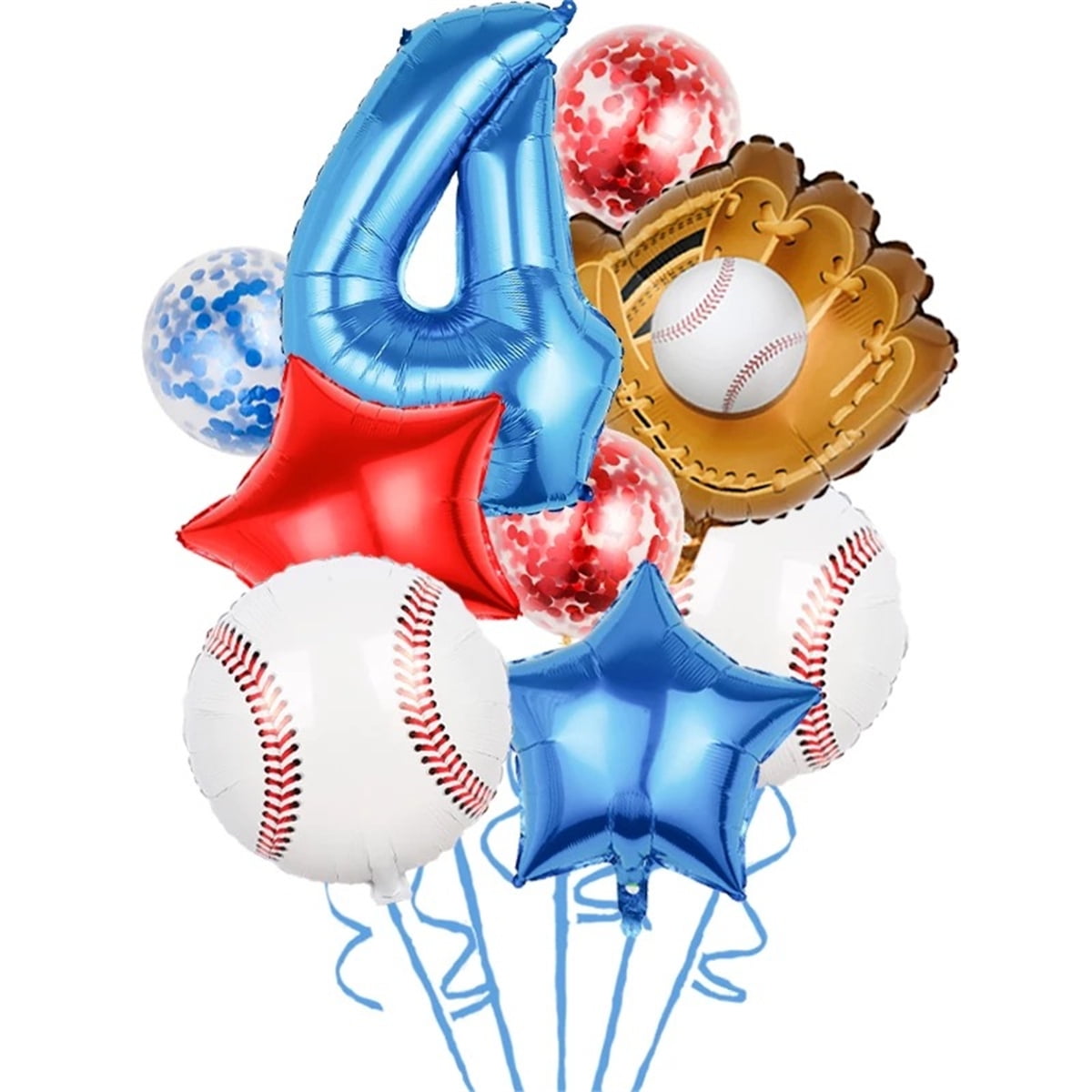 9 Pcs Baseball Balloon Foil Mylar Balloon Happy Birthday Glove Round ...