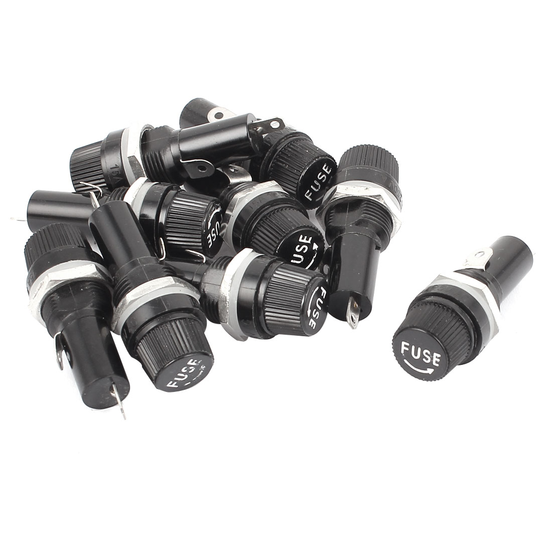 9 Pcs Black 2 Terminals Electrical Screw Cap Panel Mount 6 x 30mm Fuse ...